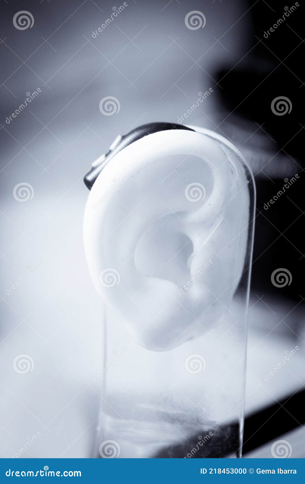 Plastic Ear with Modern Hearing Aid Stock Photo - Image of deaf, device ...