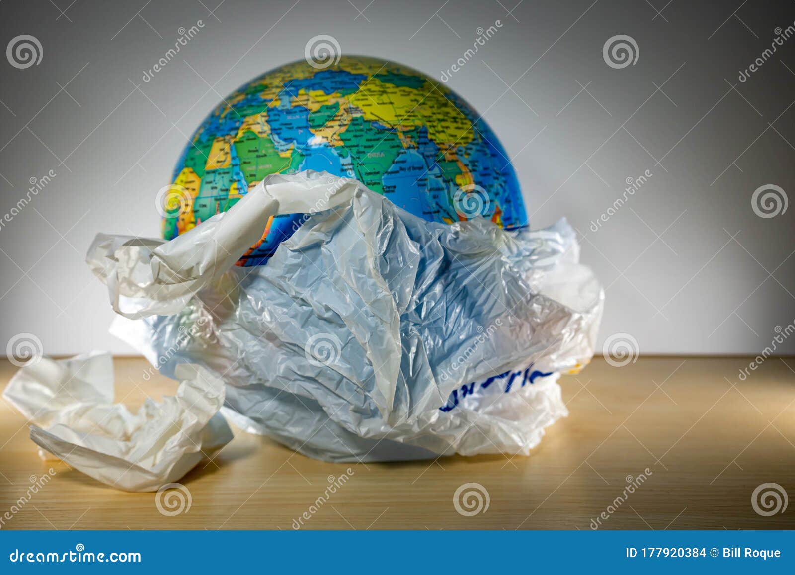Plastic with Earth Inside and Some Trash. Earth is Being Destroyed ...