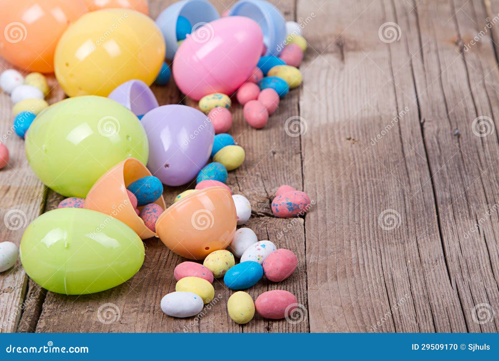 Plastic Easter Eggs and Candy Stock Photo - Image of light, close: 29509170