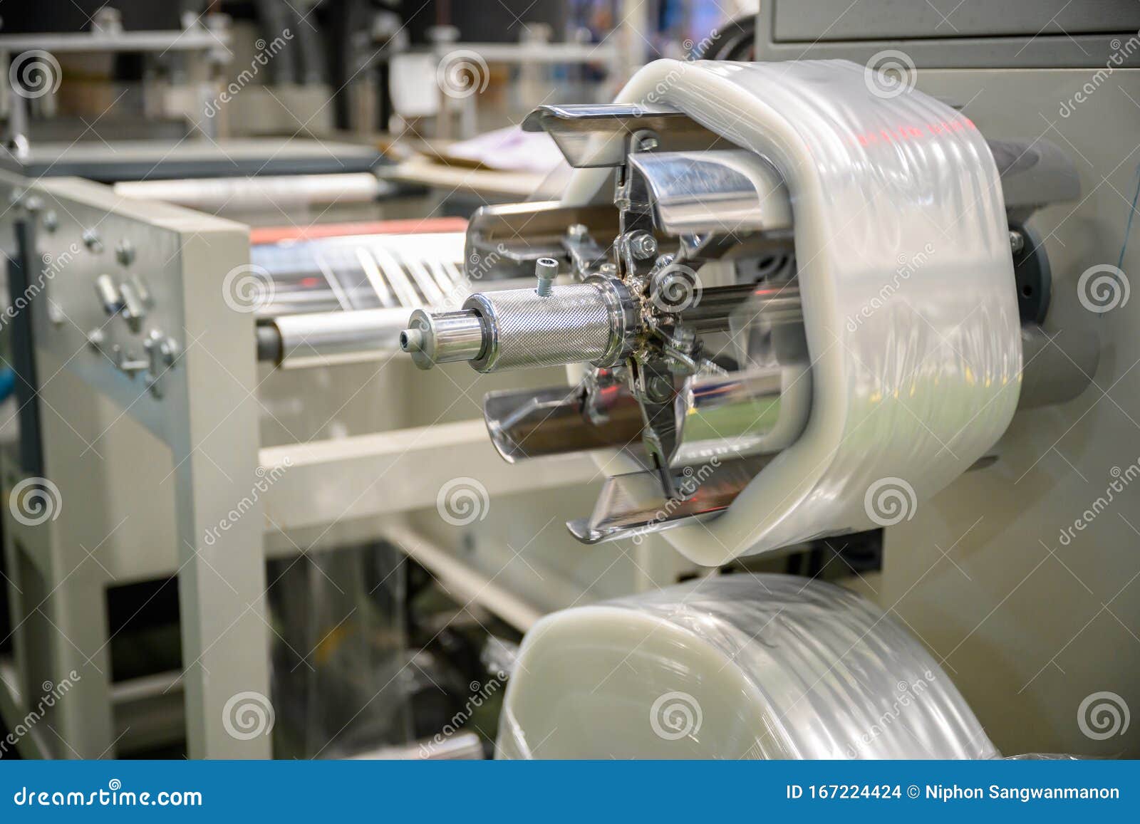 Plastic Film Making Machine Polypropylene To Make the Bag Close-up ...