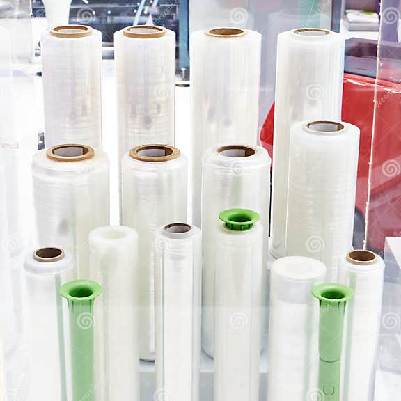 Plastic film rolls stock photo. Image of factory, sheet - 258315906