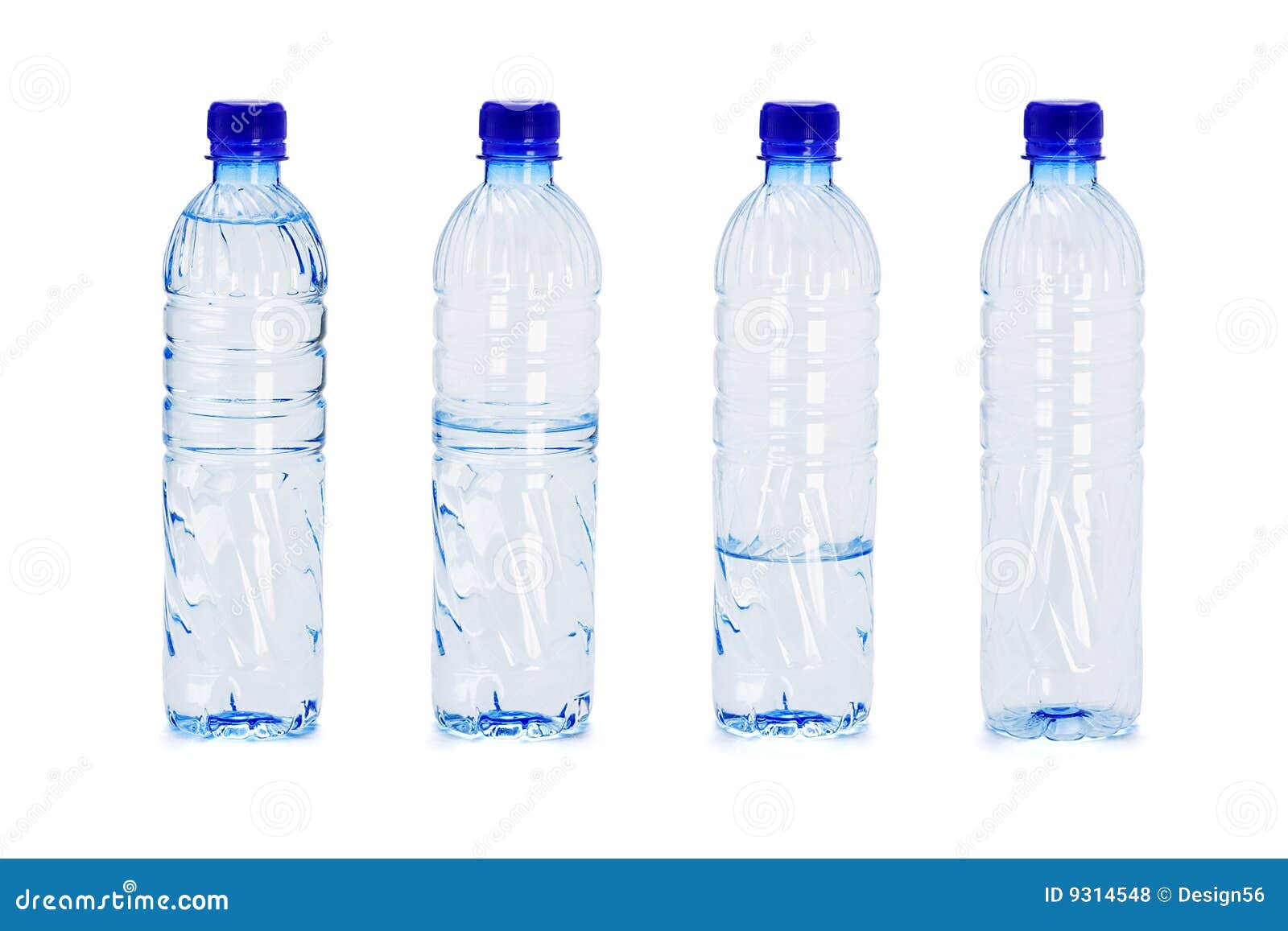 Plastic Flessen Met Verschillende Binnen Waterspiegels Stock Foto ...