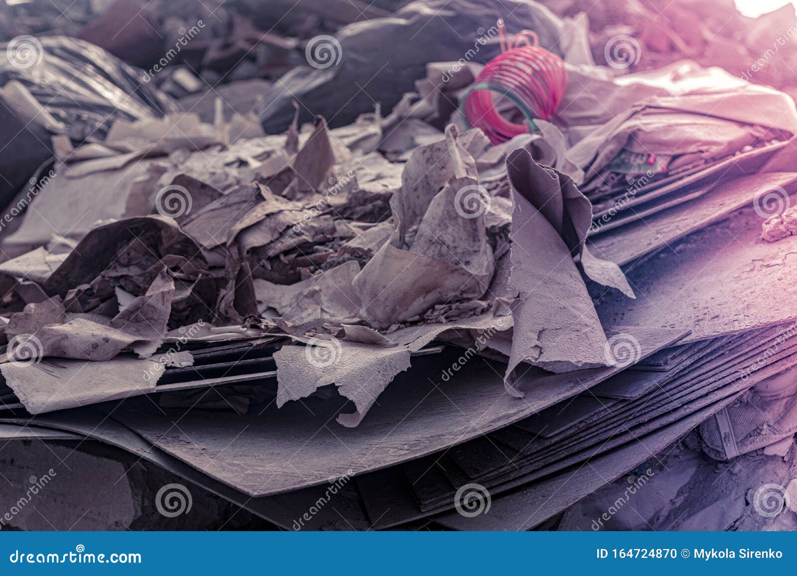 Plastic Floor Tiles, Garbage on the Ground, Asbestos, Paper Closeup ...