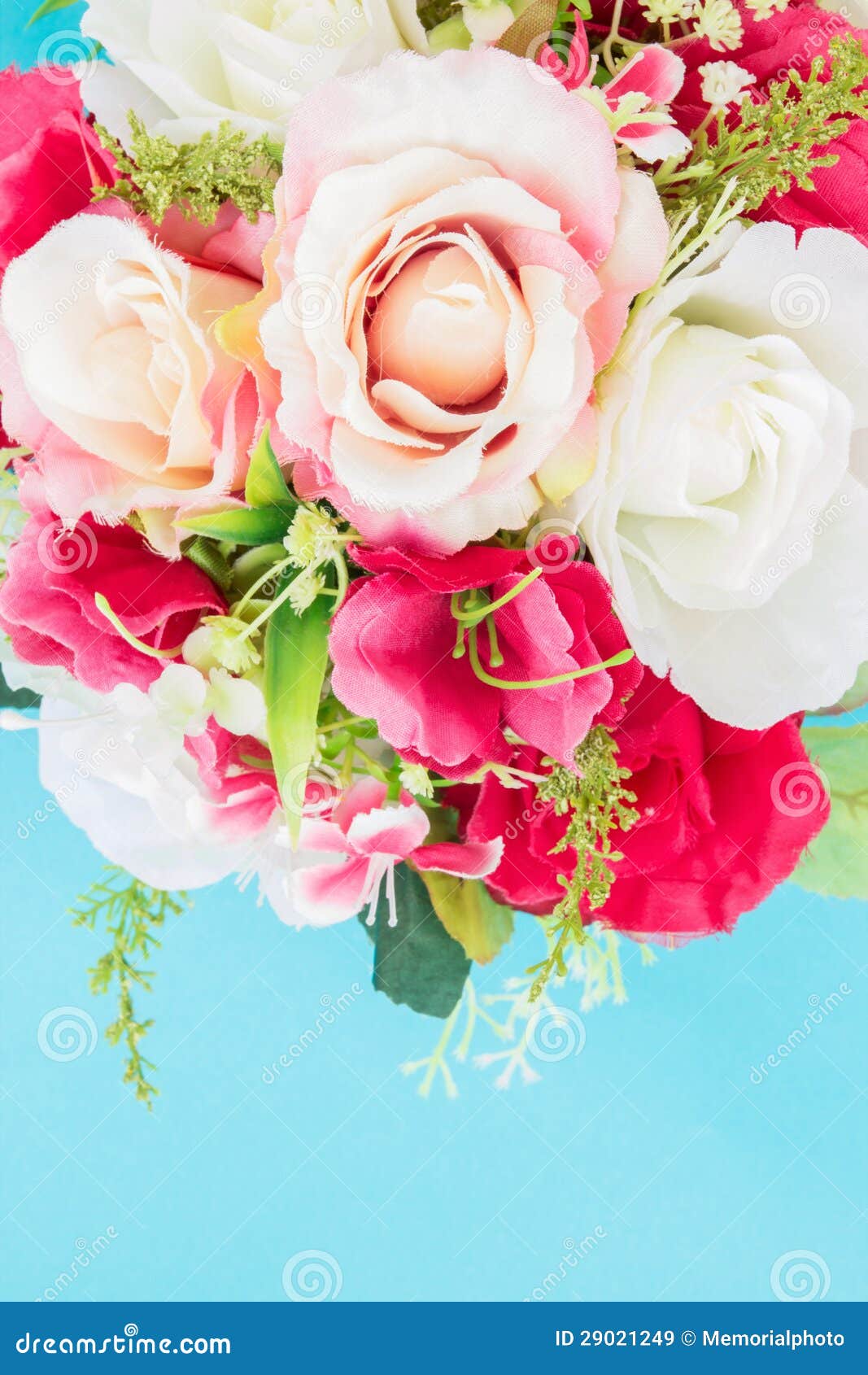 Plastic flower on blue stock image. Image of colorful - 29021249