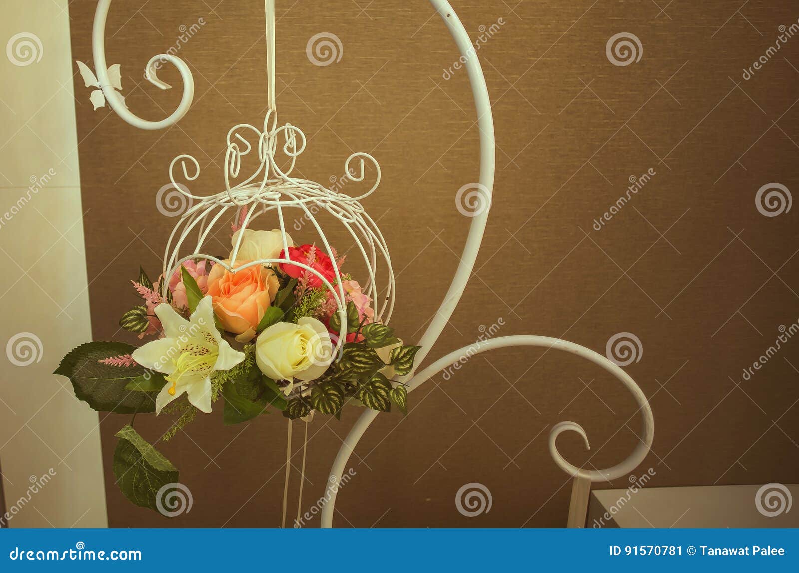 Plastic Flower Hanging with Steel Frame Stock Image - Image of frame ...
