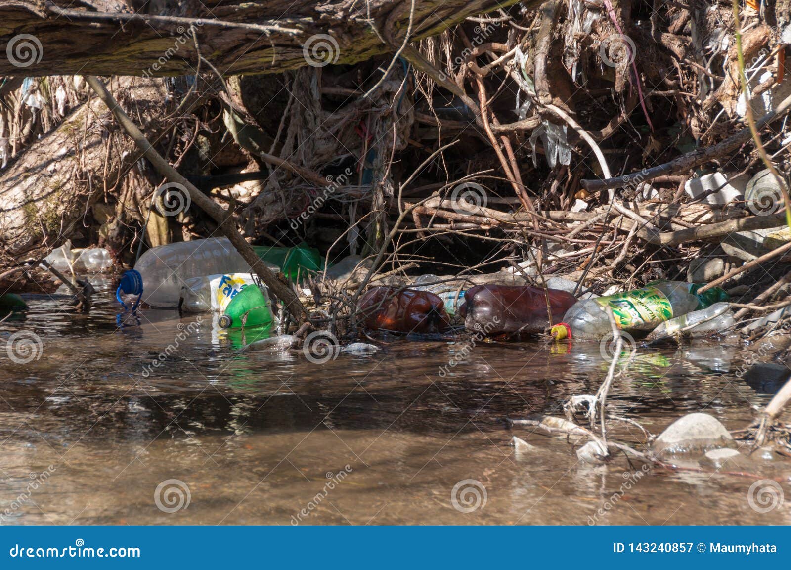 Plastic and Foam Garbage Floating on the Surface of the River Editorial ...
