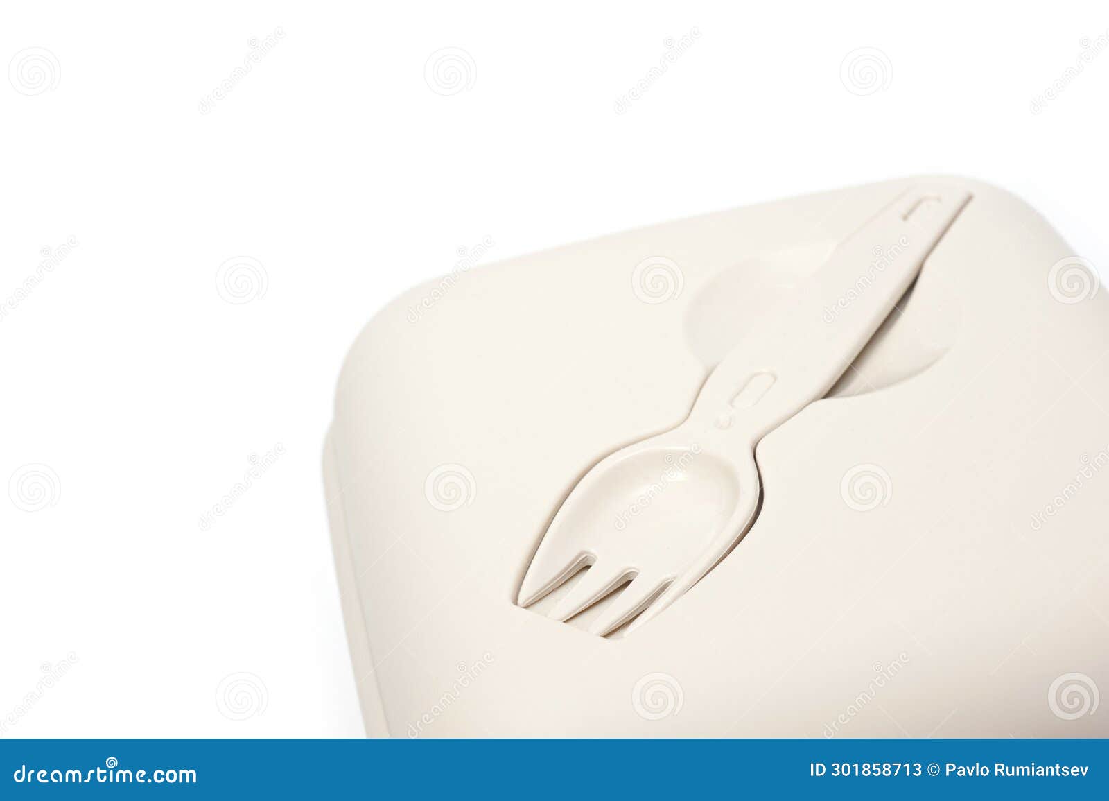 Plastic Food Container with Built-in Fork and Gravy Boat Stock Image ...