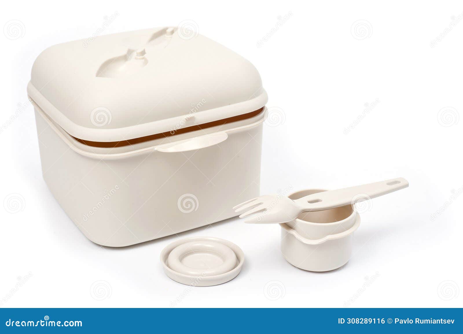Plastic Food Container with Built-in Fork and Gravy Boat Stock Photo ...
