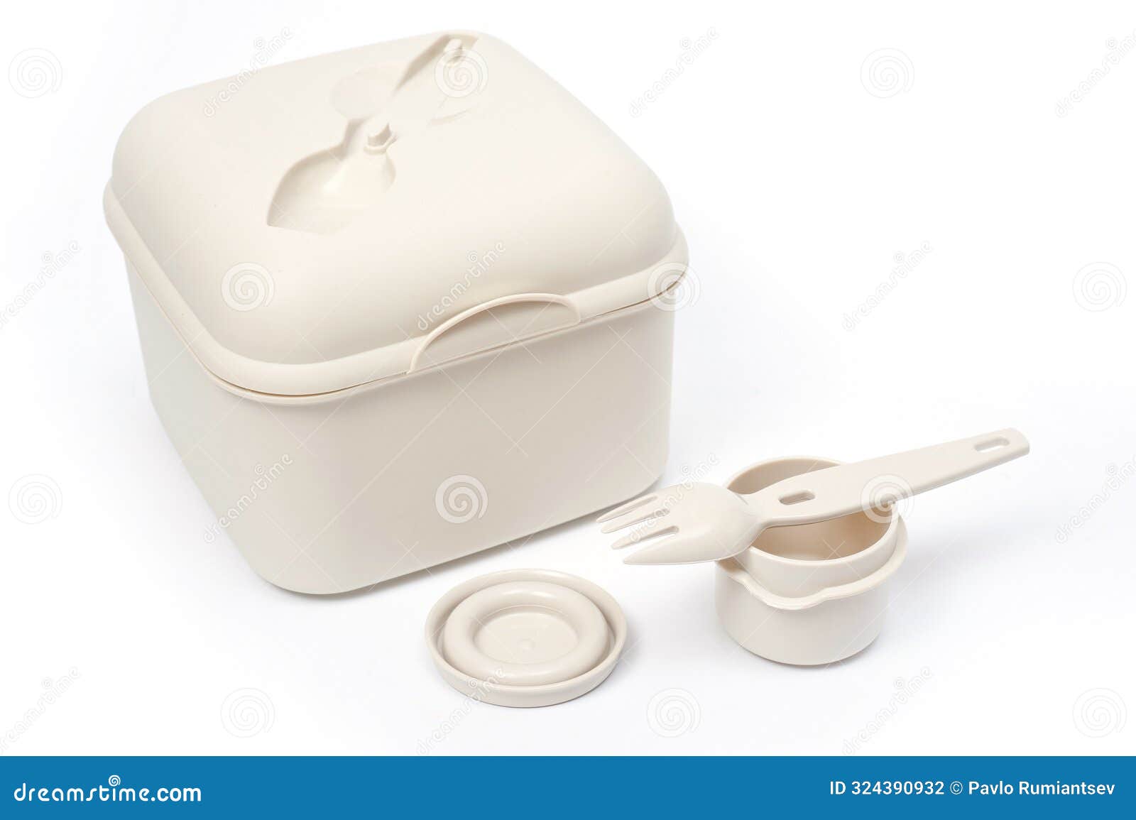 Plastic Food Container with Built-in Fork and Gravy Boat Stock Photo ...