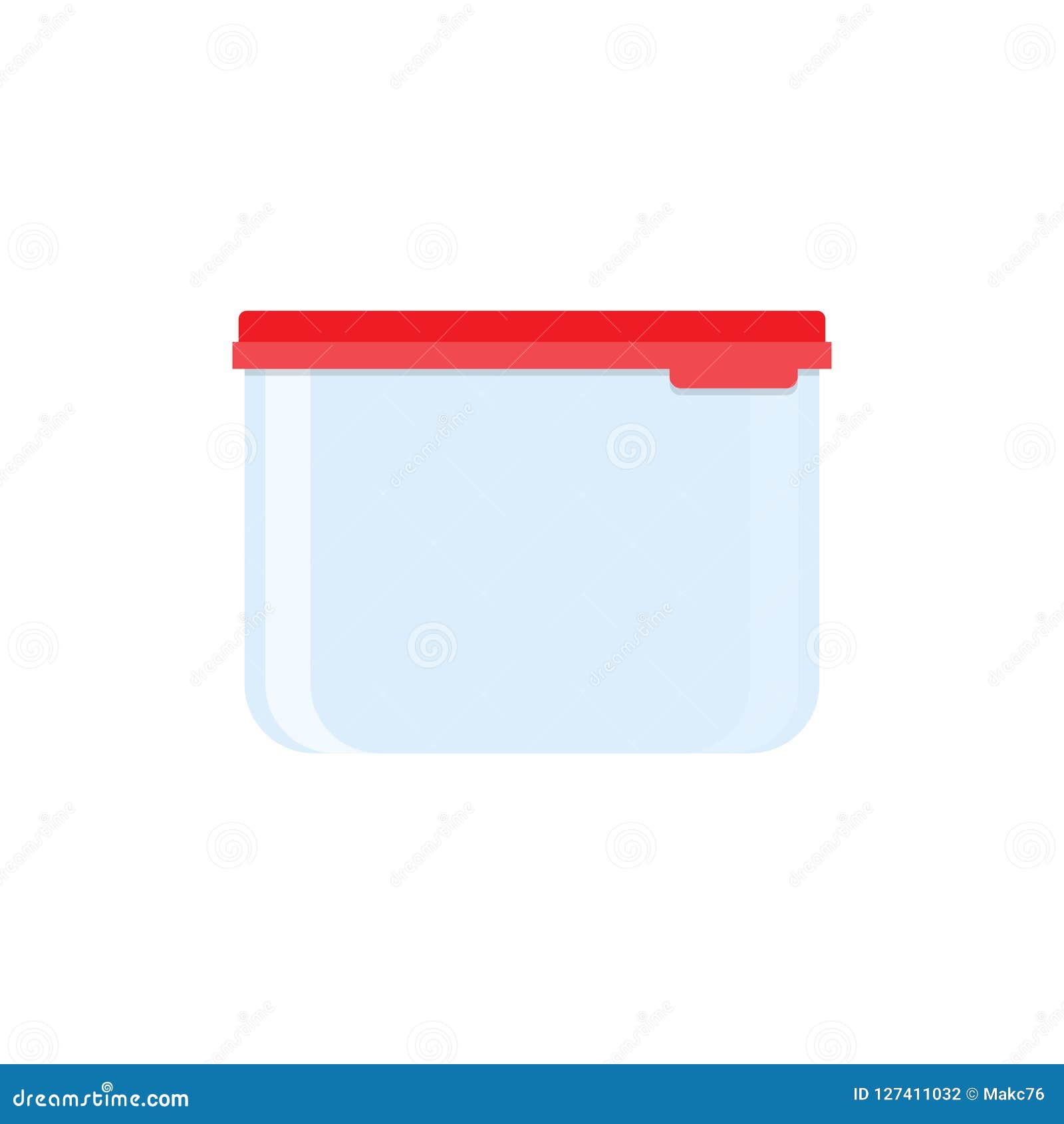 Plastic Food Container, Red Lid. Stock Vector - Illustration of plastic ...