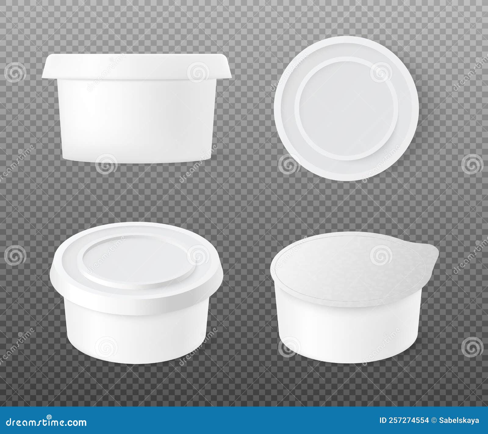 Plastic Food Container from Top, Front and Perspective View, 3d Vector ...