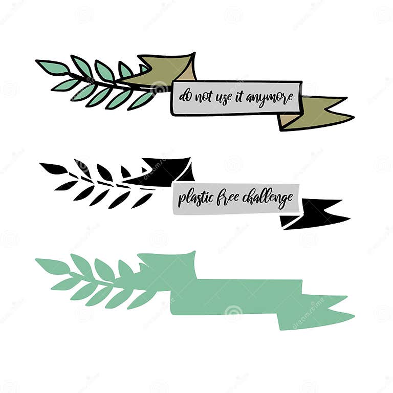 Plastic Free Challenge. Do Not Use it Anymore. Vector Badges Stock ...