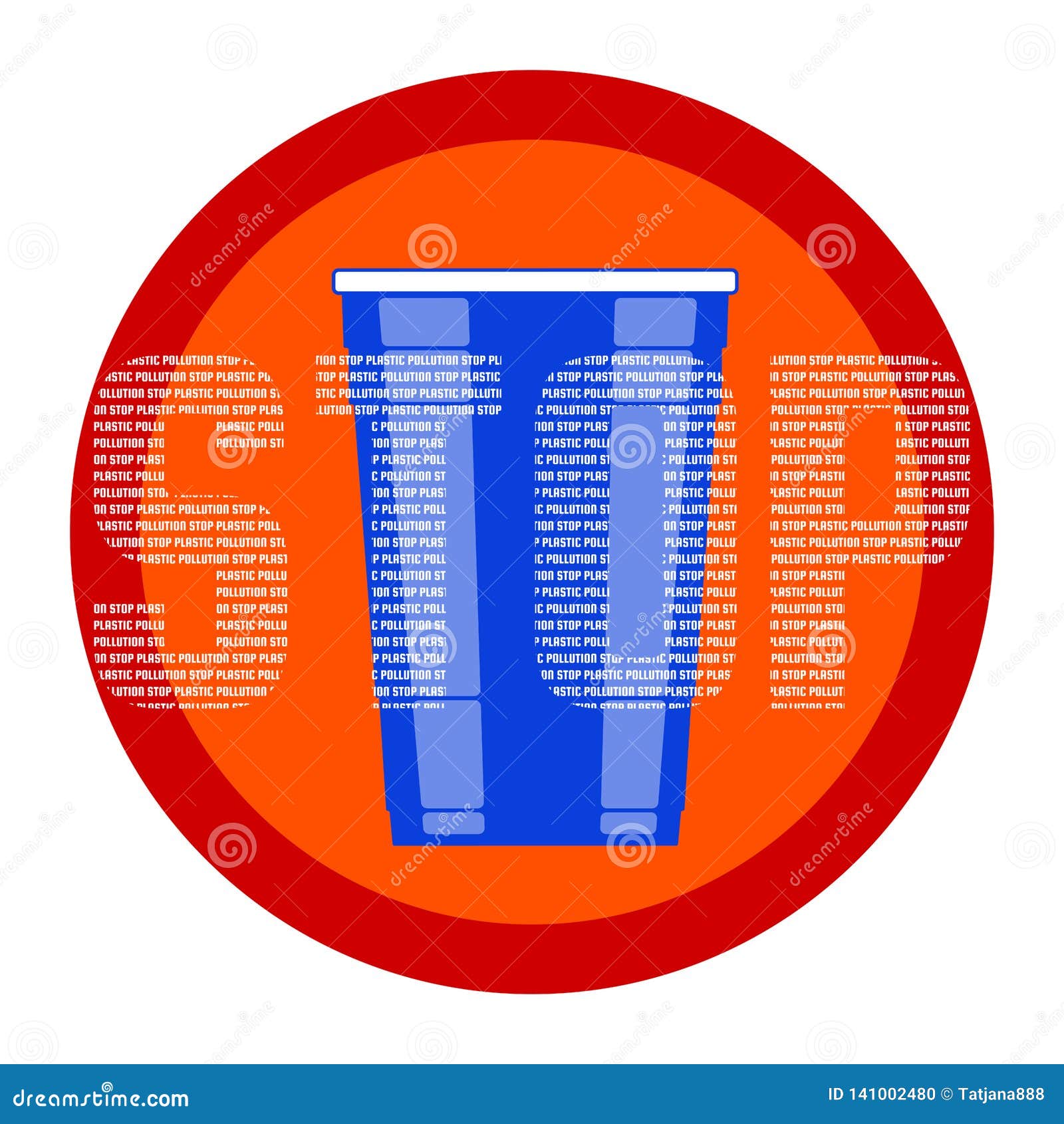 Plastic Free Concept Vector Illustration with Blue Disposable Plastic ...