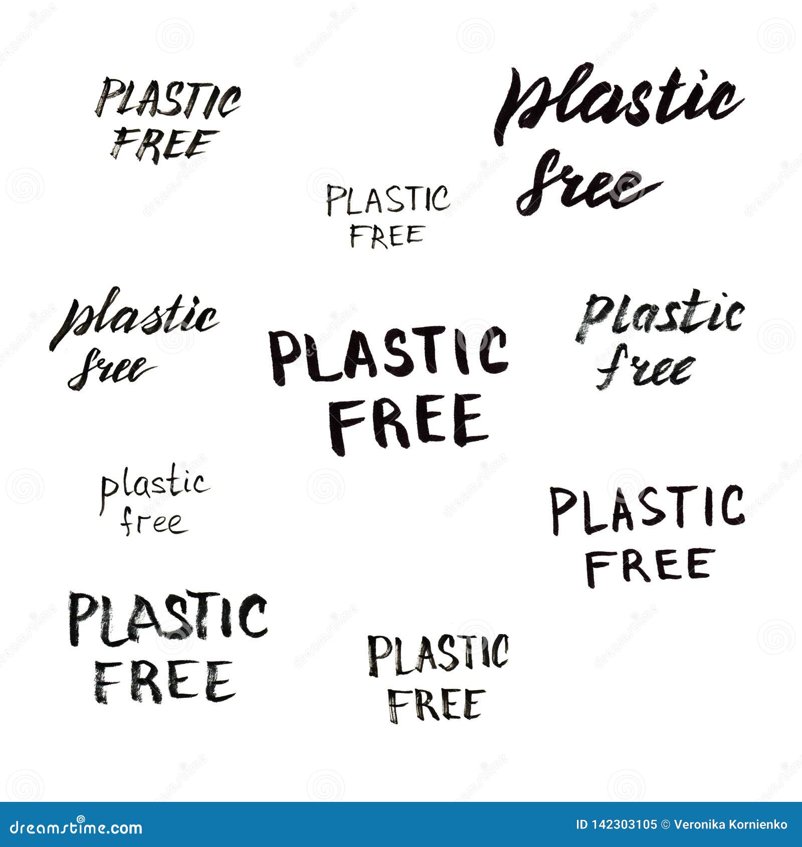 Plastic Free Isolated Lettering Stock Illustration - Illustration of ...