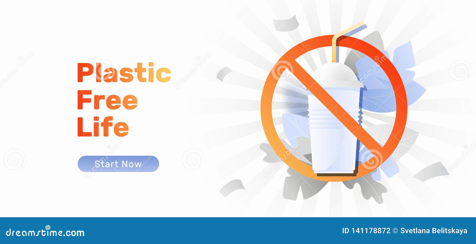 Plastic Free Life Banner stock vector. Illustration of object - 141178872