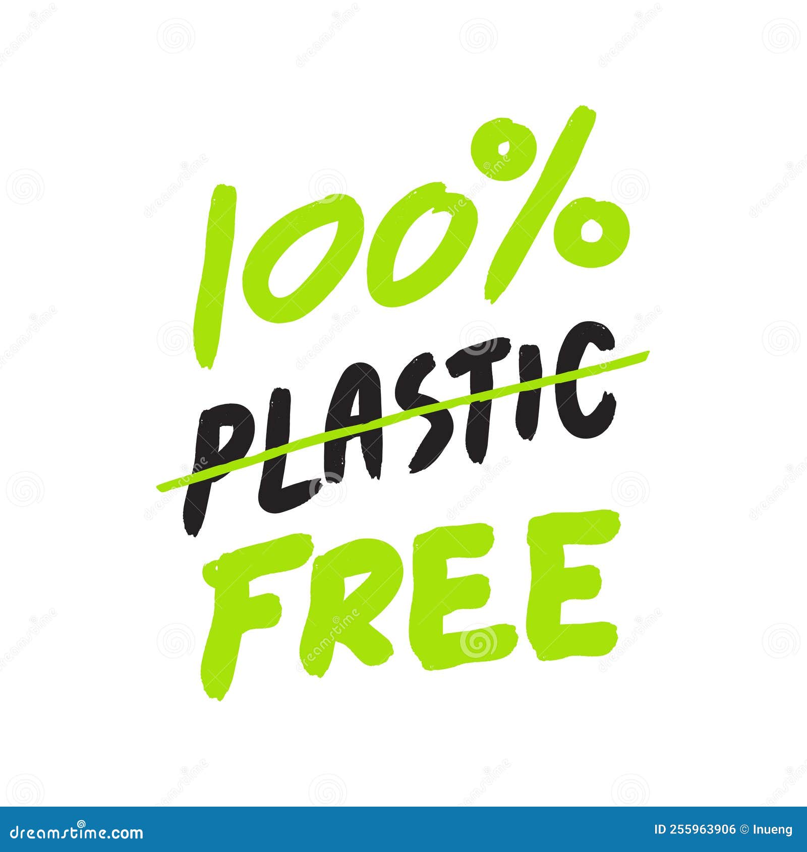 100 Plastic Free Product Sign. Hand Draw. Stock Vector - Illustration ...