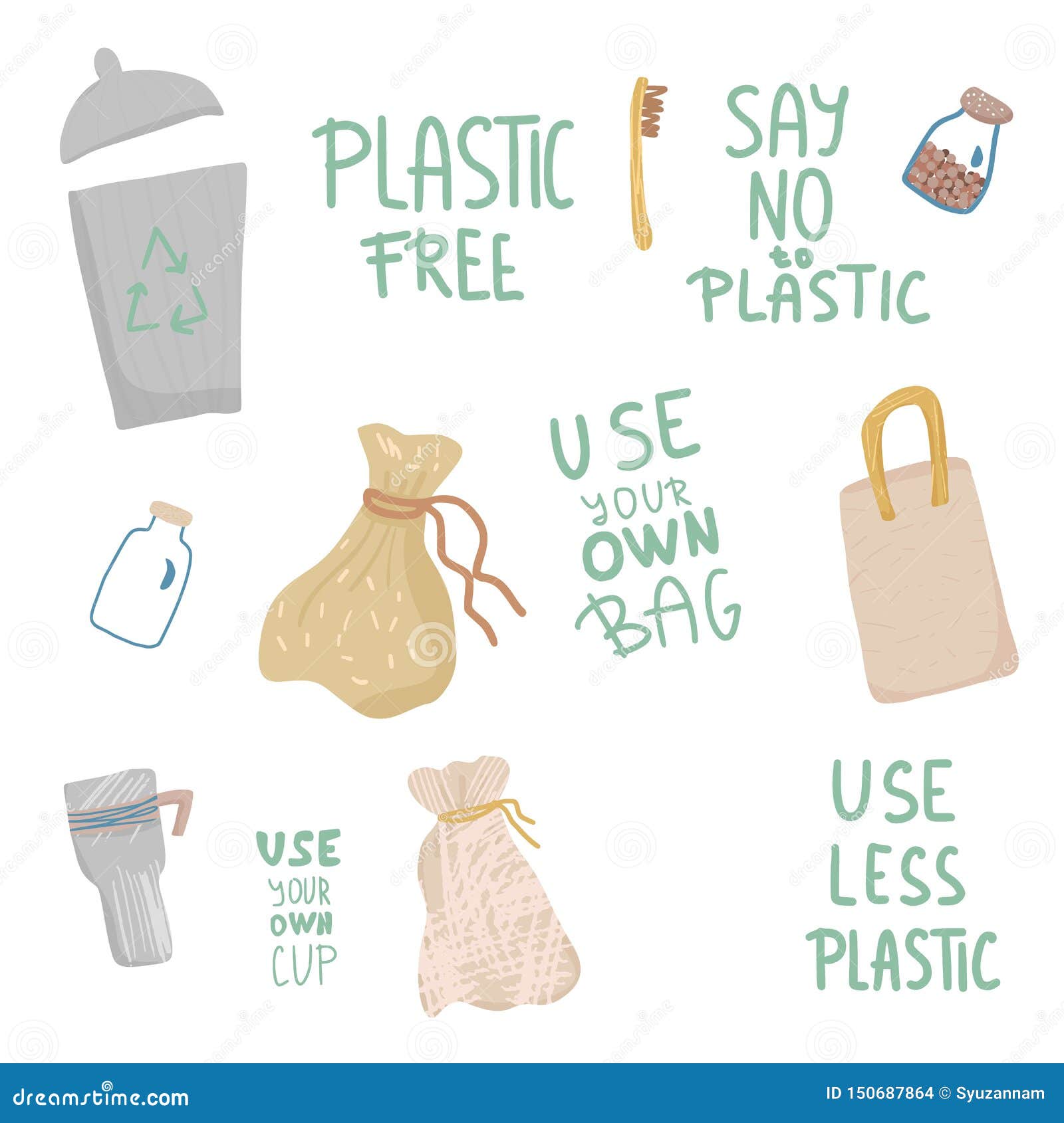 Plastic Free Vector Concept with Text and Symbols. Stock Vector ...