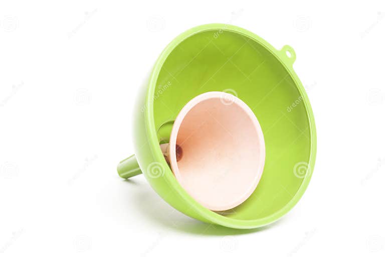 Plastic Funnels Isolated on White Stock Image - Image of funnel, cone ...