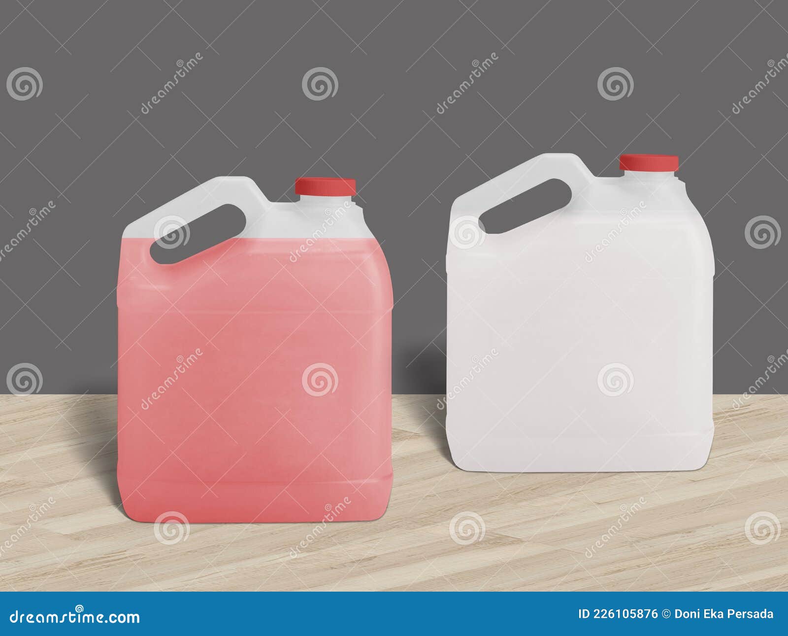 Plastic Gallon Containers for Liquid Products Packaging Stock Photo ...