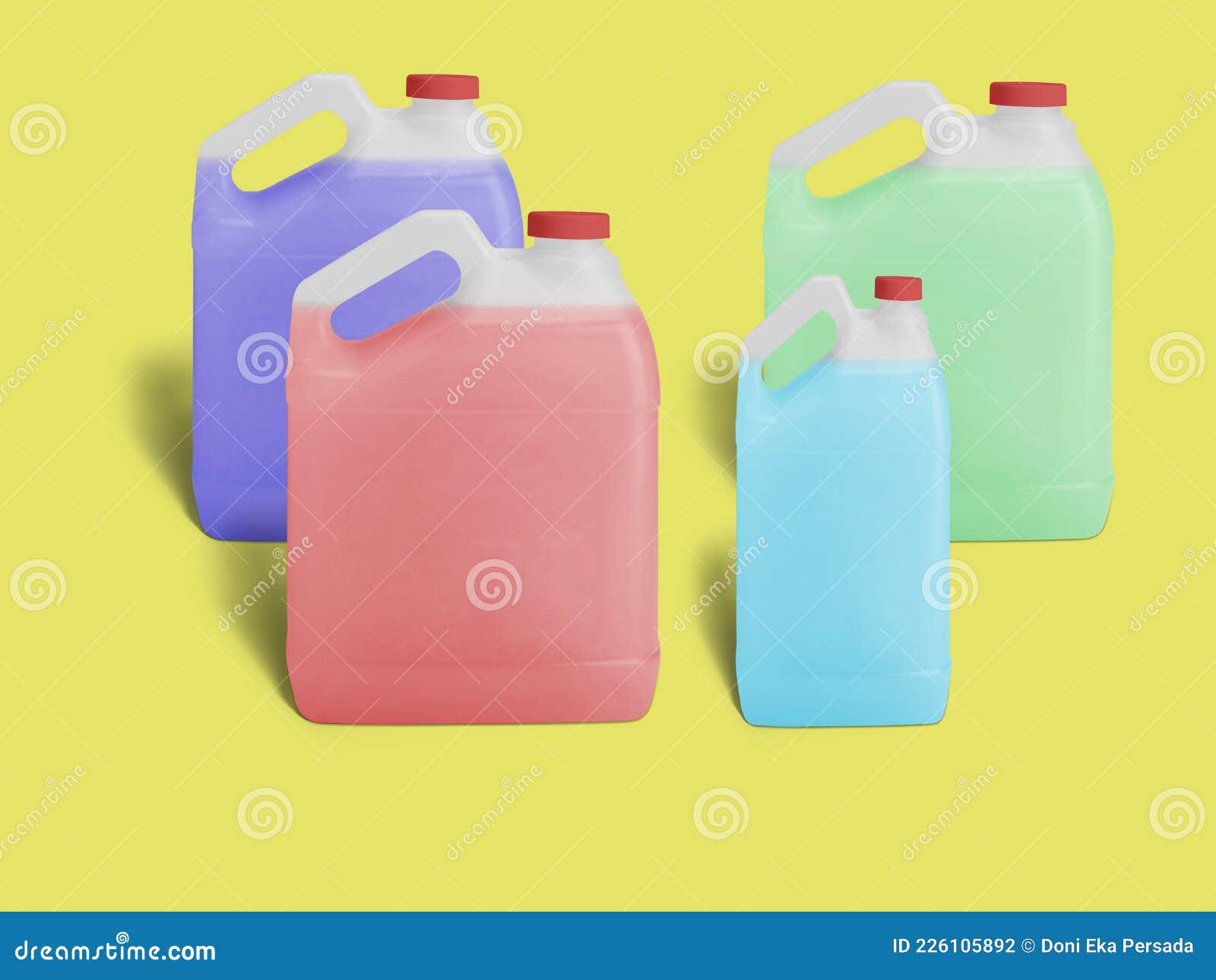 Plastic Gallon Containers for Liquid Products Packaging Stock Photo ...