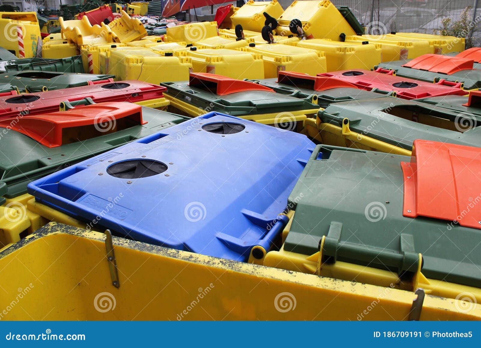 Plastic Garbage Bins Discarded and Stacked Editorial Photo - Image of ...