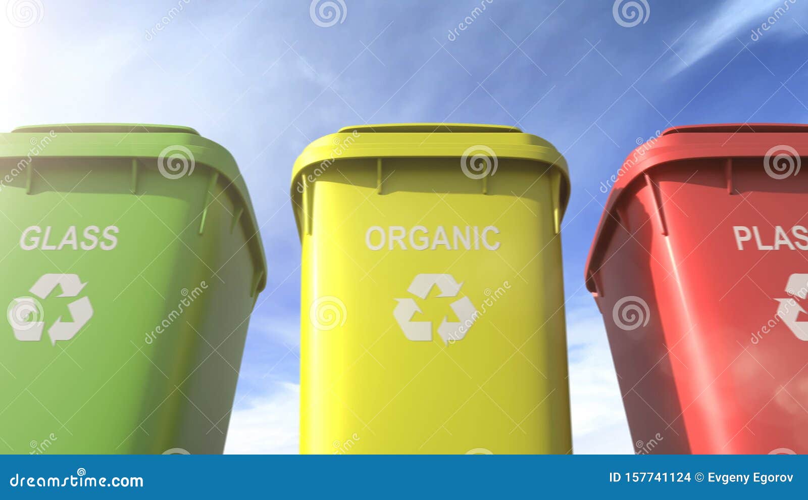 Multi Colored Garbage Bins with Waste Type Separation Labels and ...