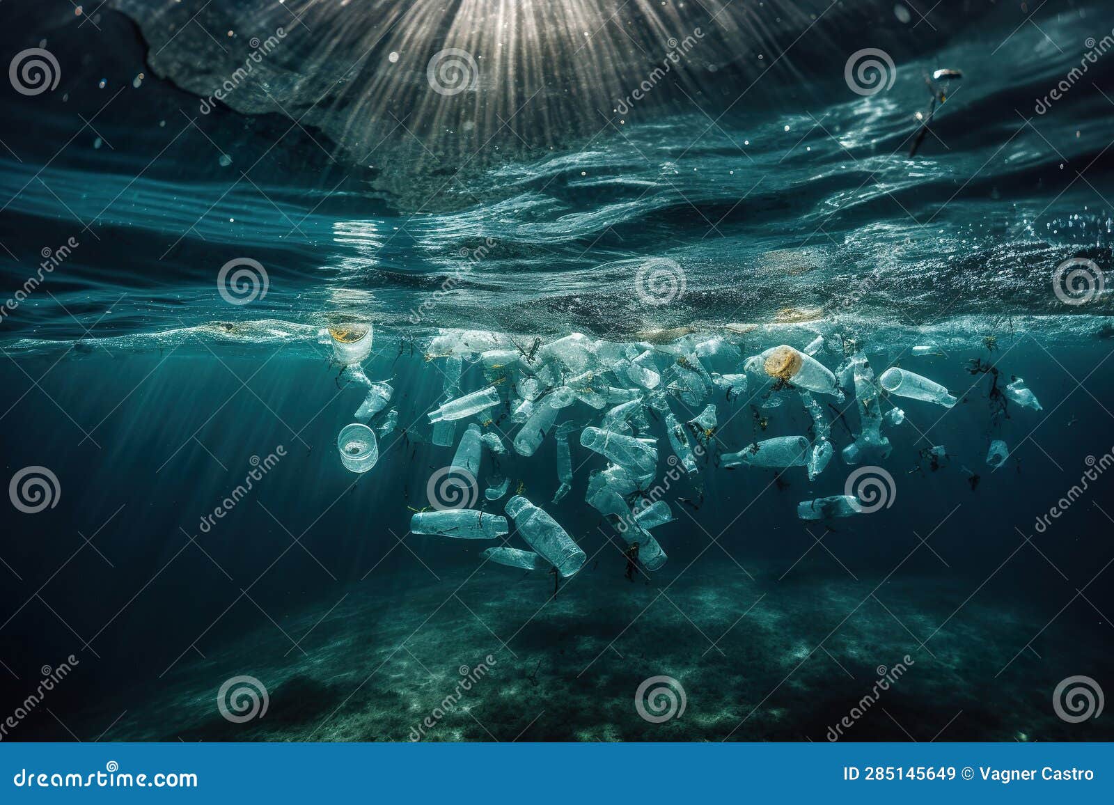 Plastic Garbage Bottles Under The Sea. Plastic Bottles Floating In The ...