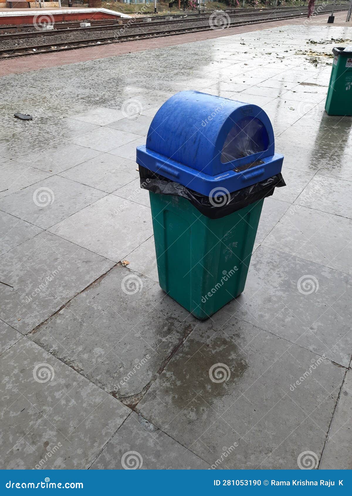 Plastic Garbage Can or Dustbin Stock Photo - Image of plastic, machine ...