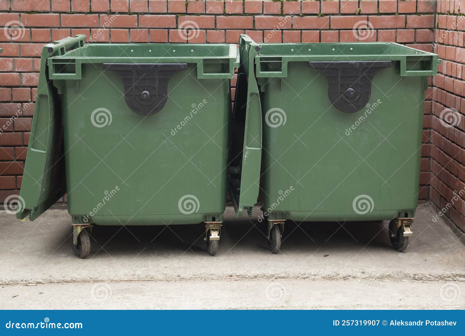 Plastic Garbage Containers.Modern Garbage Containers on the Street of ...