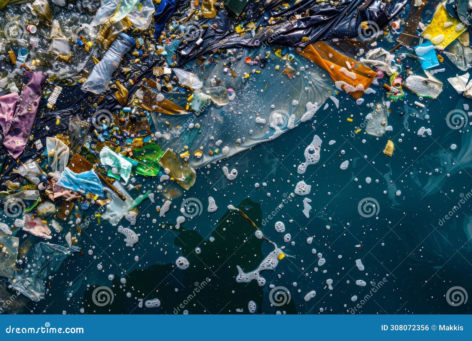 Plastic Garbage Floating on Water Surface. Environmental Protection ...