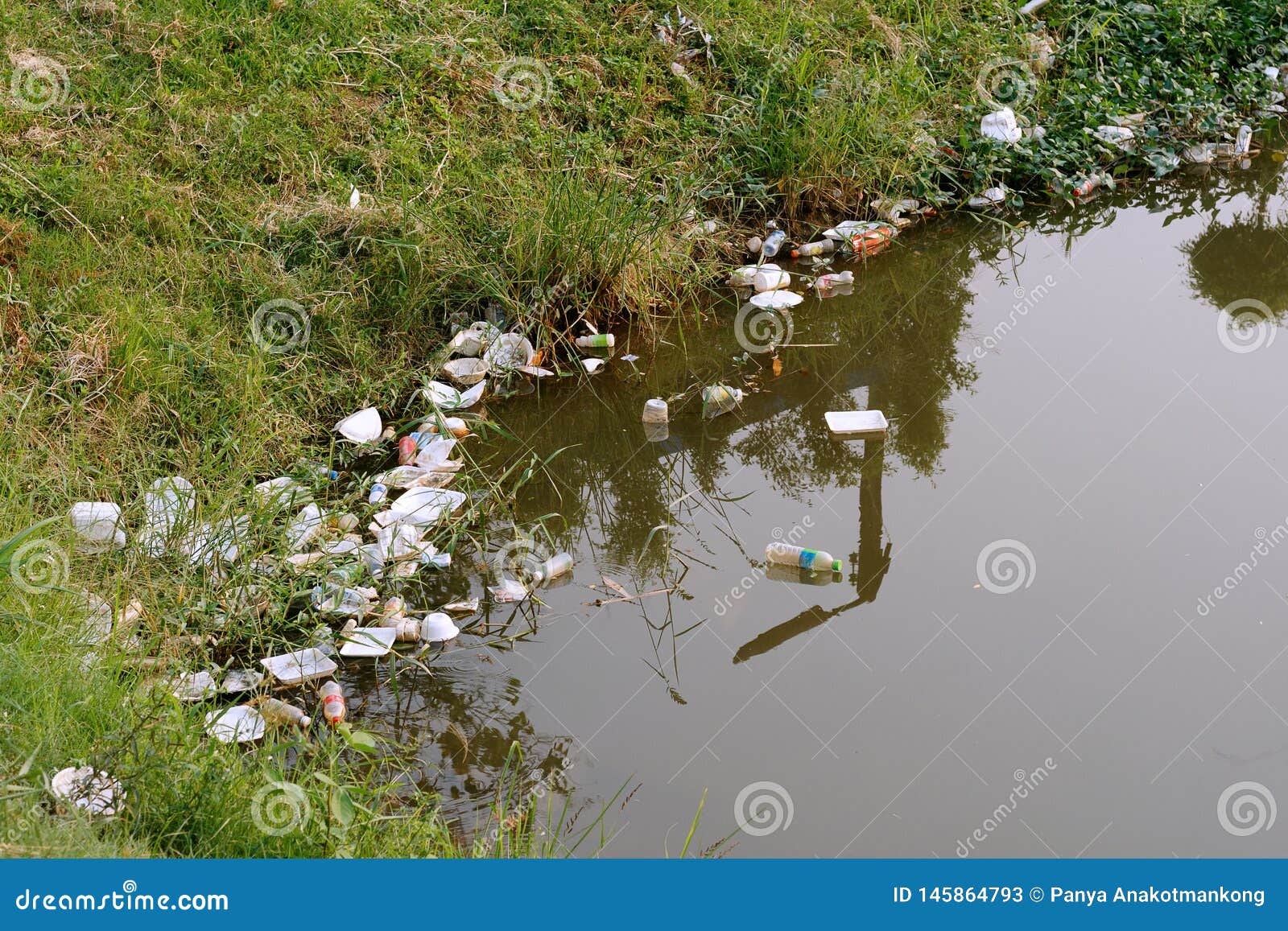 Plastic Garbage in the River , Pollution and Environment in Water Stock ...