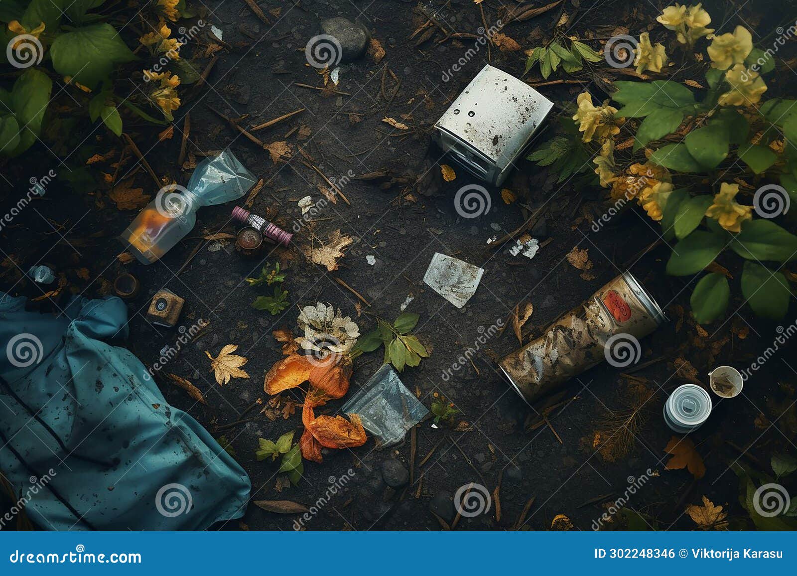 Plastic Garbage Scattered on the Ground. Ecology Concept Stock Photo ...