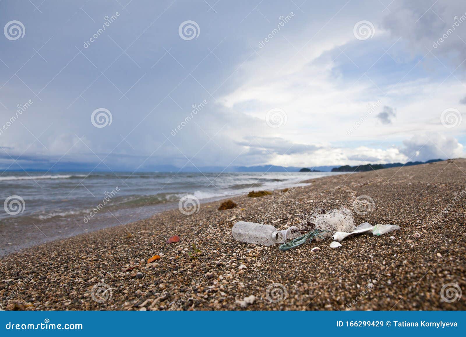 Plastic Garbage Thrown To the Seashore. Ocean Pollution. Stock Image ...