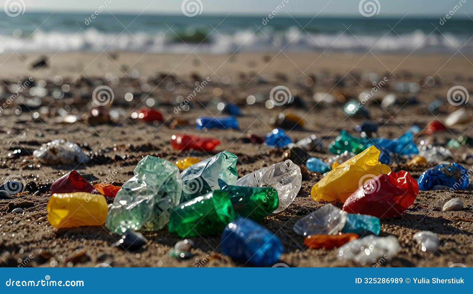 Plastic Garbage Washed Onto Beach,Beach Plastic Pollution. Stock Image ...