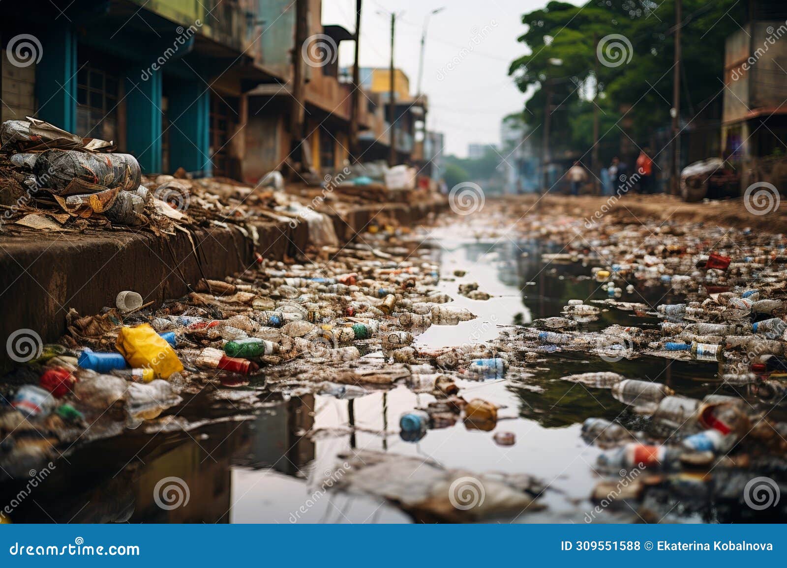 Plastic Garbage Waste Dump in City Streets after the Flood, Destroyed ...