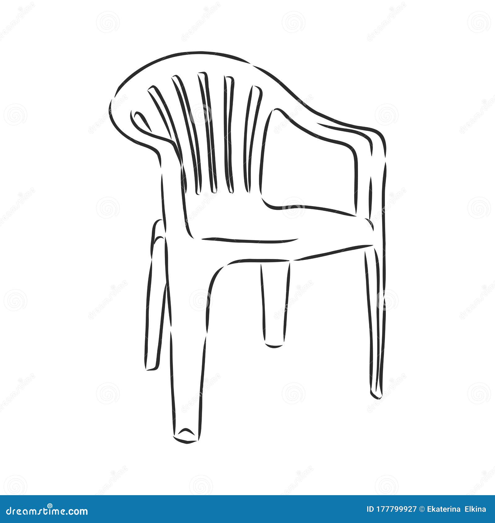 Plastic Garden Chair, Realistic Vector Sketch Illustration ...