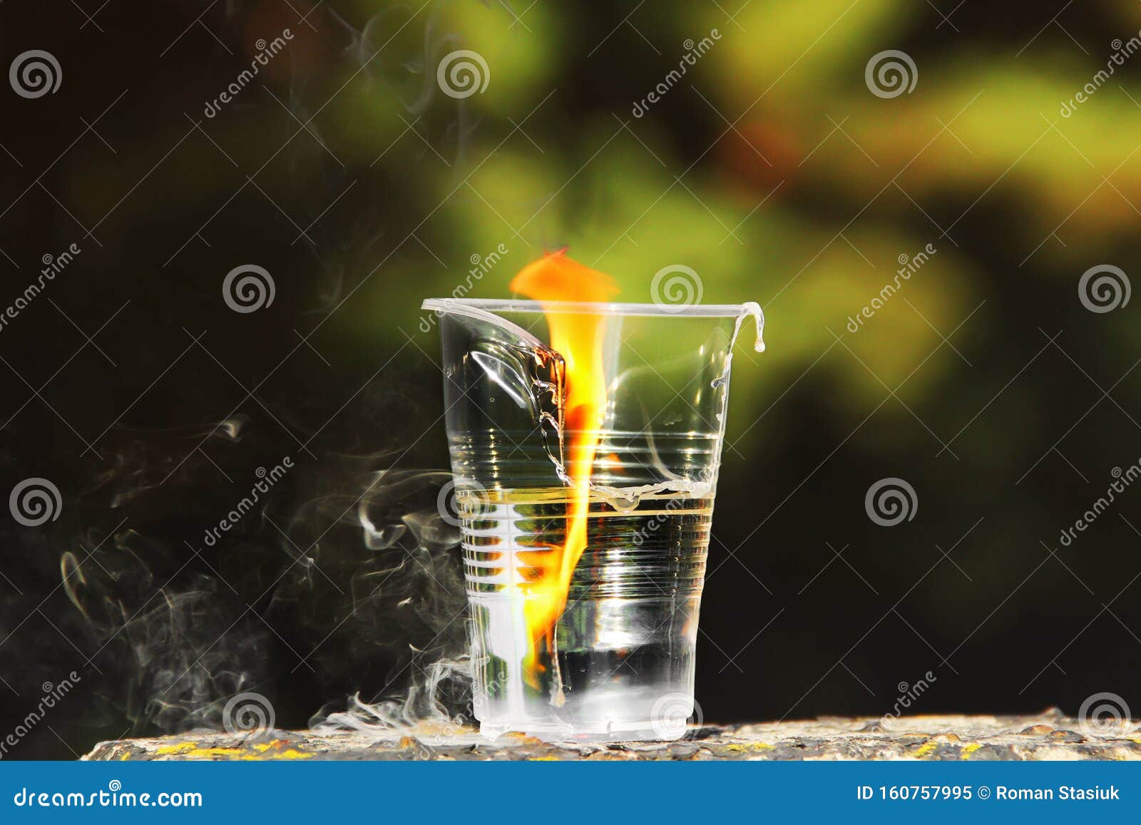 A Plastic Glass of Water Burns. Fire and Water Stock Image - Image of ...