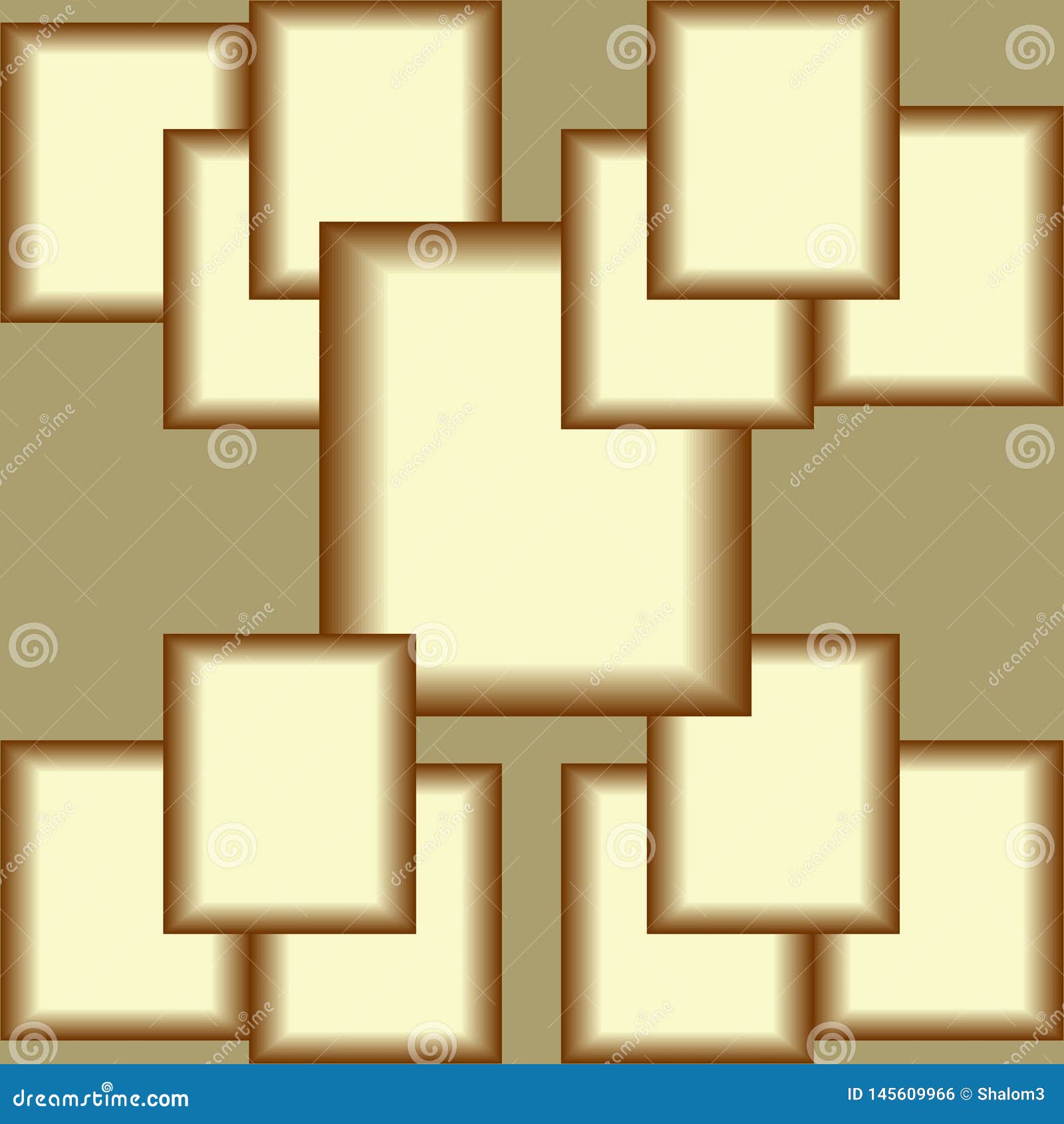 Plastic Golden Square Composition, Abstract Tile with 3d Squares ...