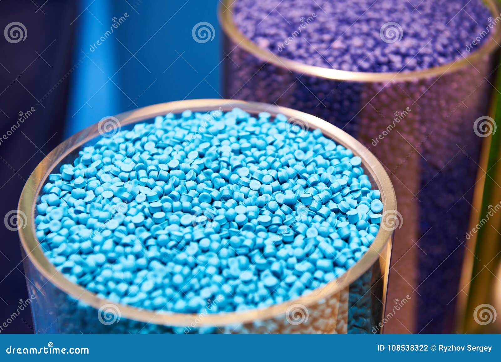 Blue Plastic Granular Polymer Stock Photo - Image of bead, flask: 108538322