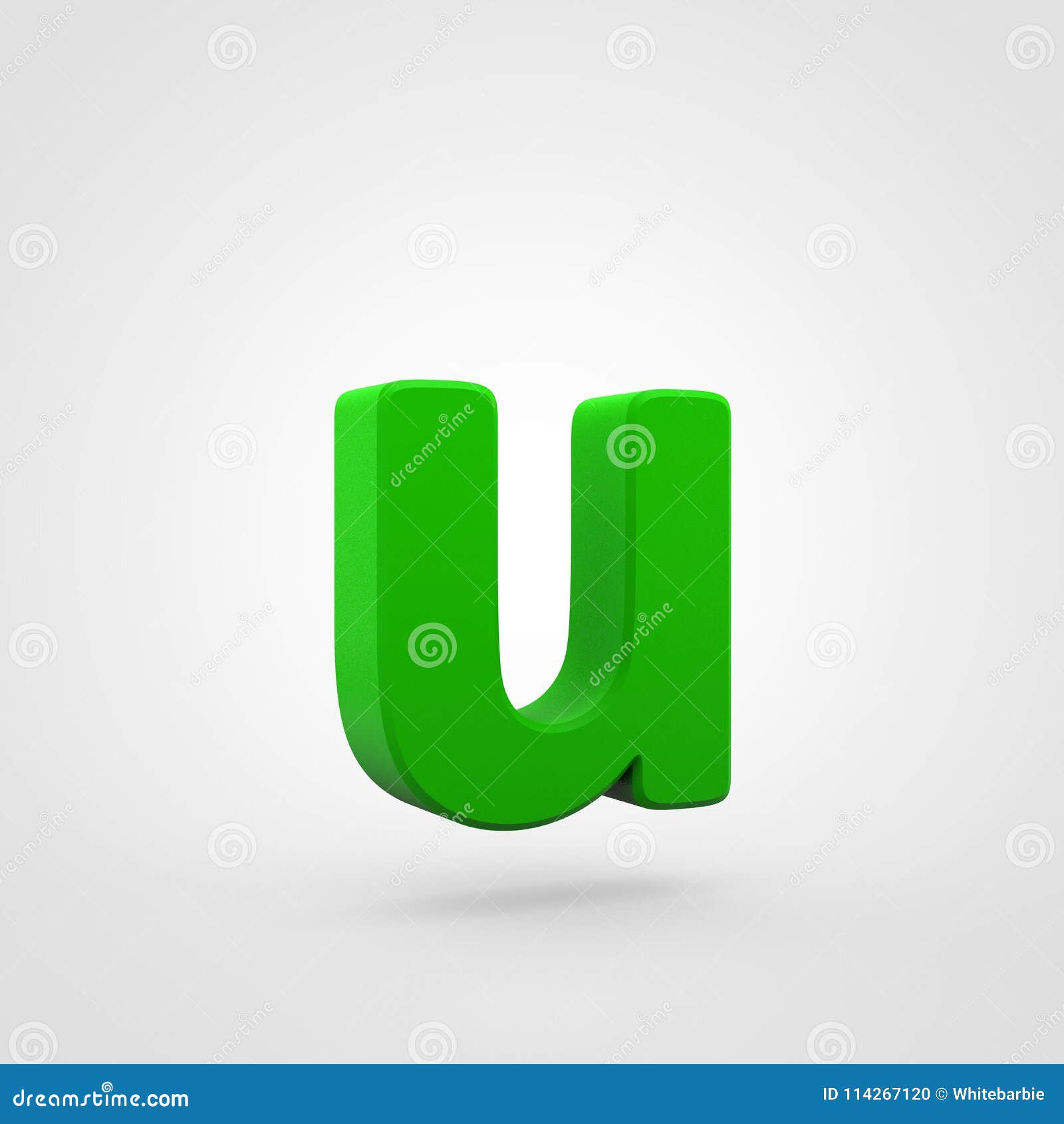 Plastic Green Letter U Lowercase Isolated on White Background. Stock ...