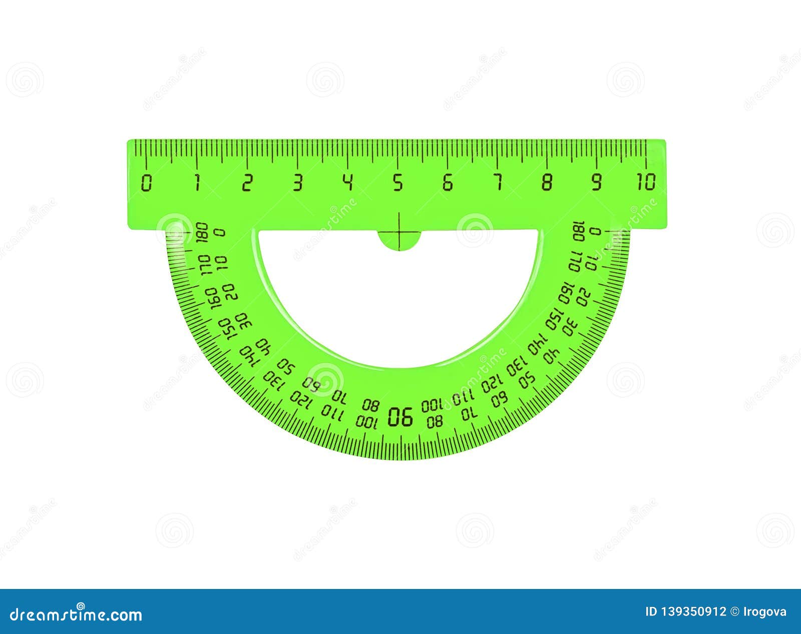 Plastic Green Ruler, Protractor for Measuring Stock Photo - Image of ...
