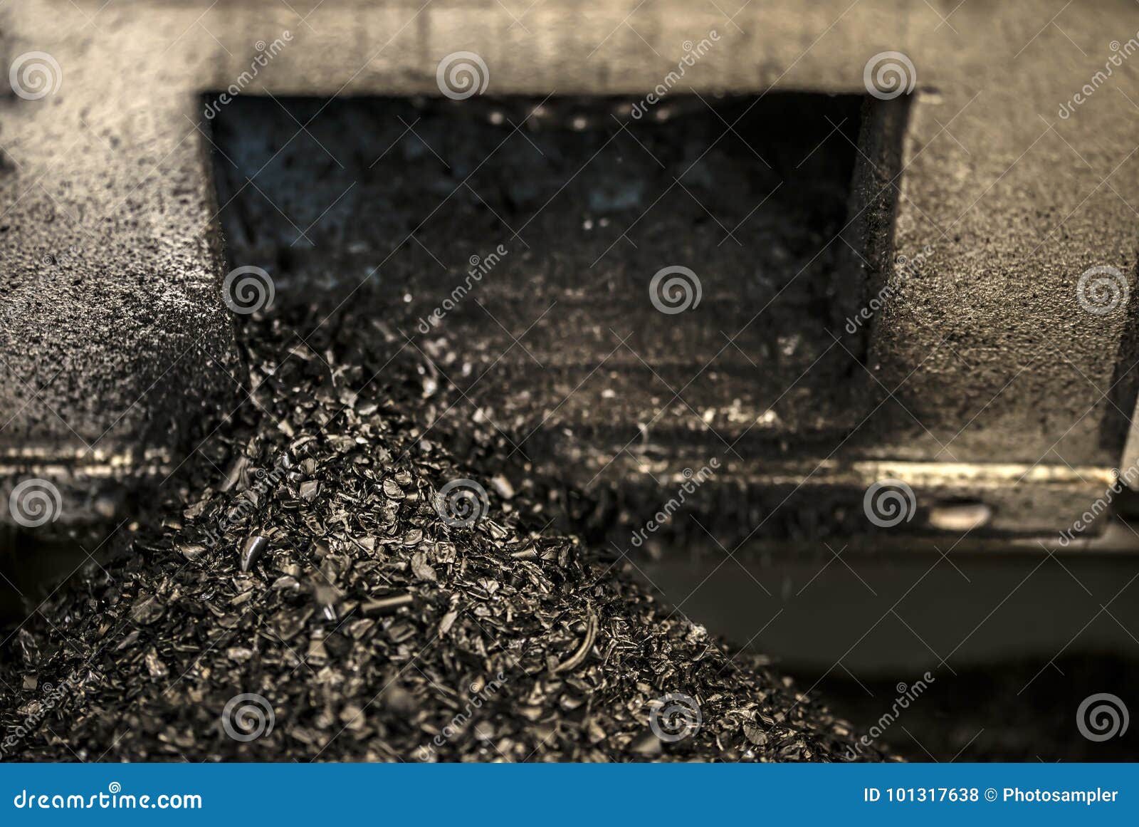 Plastic Grinding Process Close Up View Stock Photo - Image of mill ...