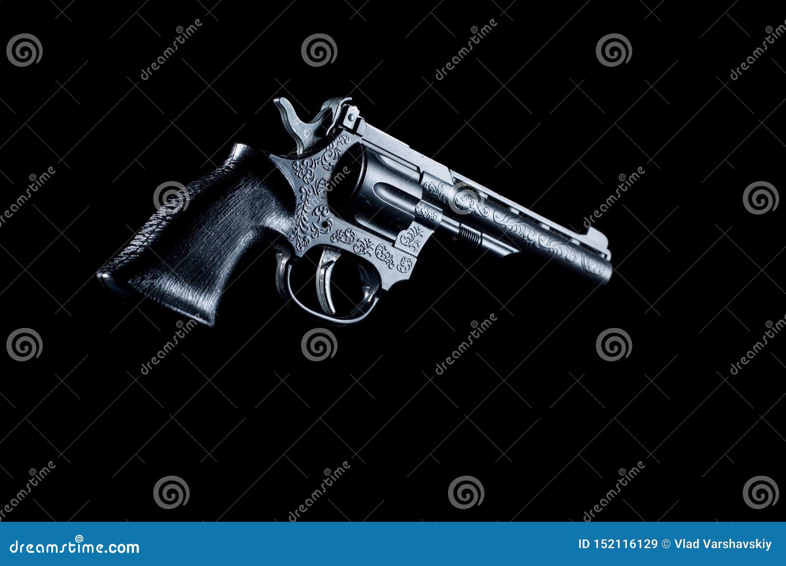 Plastic Gun on a Black Background, Isolate Stock Image - Image of ...