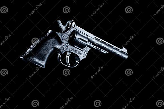 Plastic Gun on a Black Background, Isolate Stock Image - Image of ...