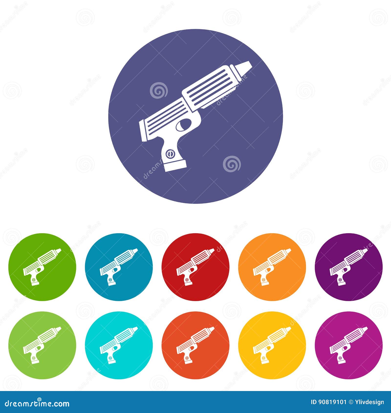 Plastic Gun Toy Icons Set Flat Vector Stock Vector - Illustration of ...
