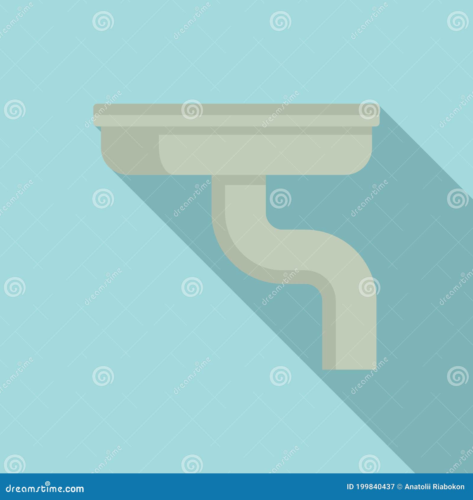 Plastic Gutter On The Roof Of The Building And Downpipe On The Wall ...