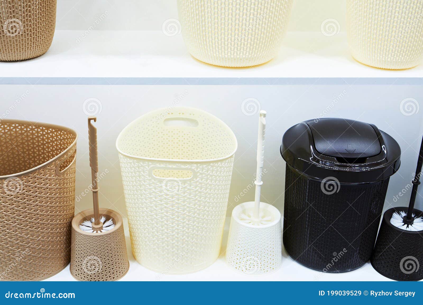 Plastic Household Containers in Store Stock Image - Image of hardware ...