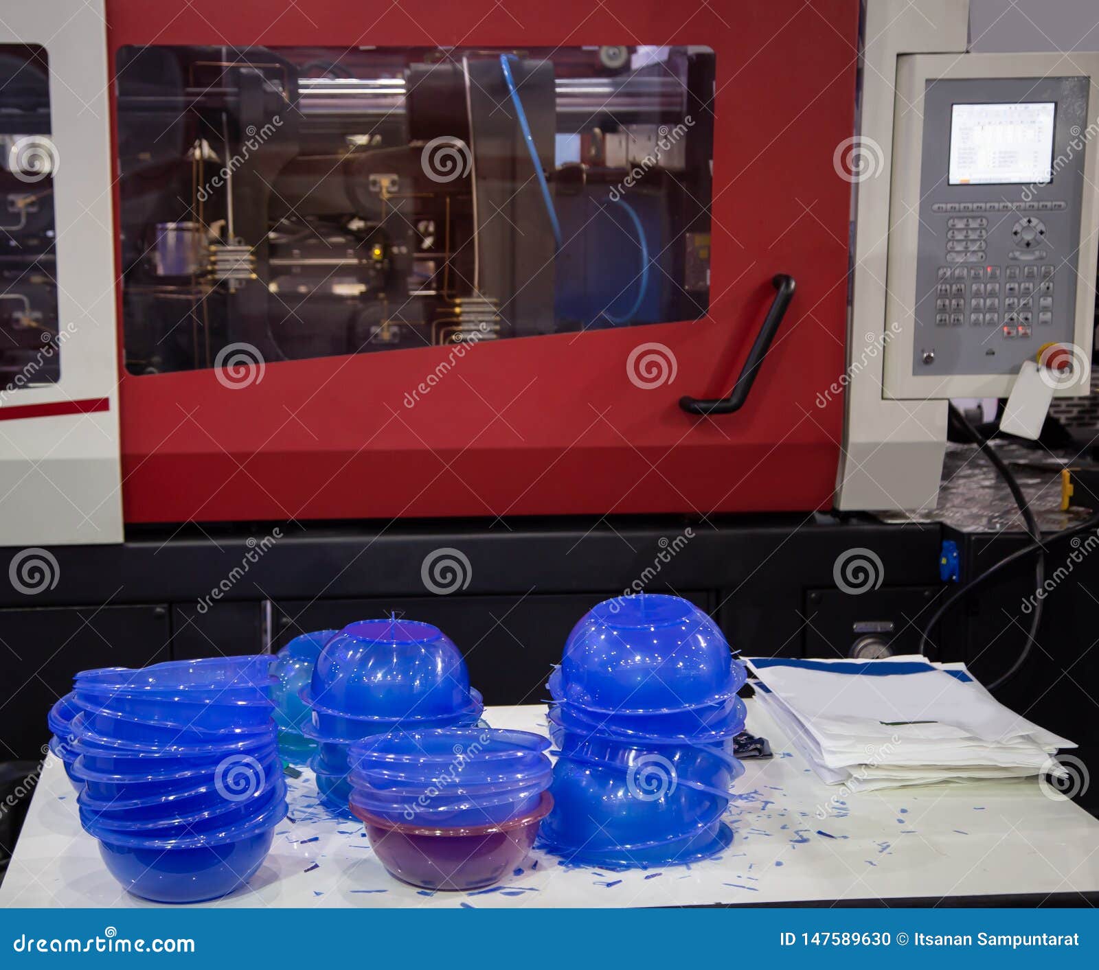 Plastic Injection Molding Press Machine Stock Photo - Image of ...