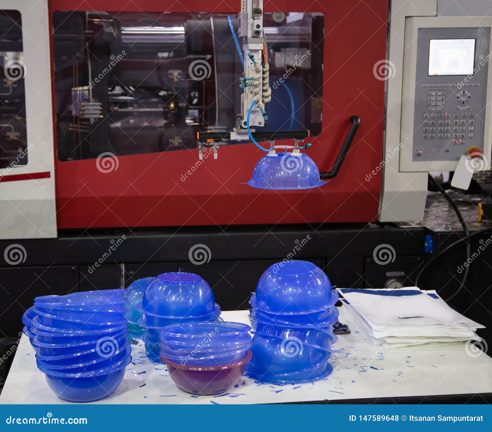 Plastic Injection Molding Press Machine Stock Photo - Image of ...