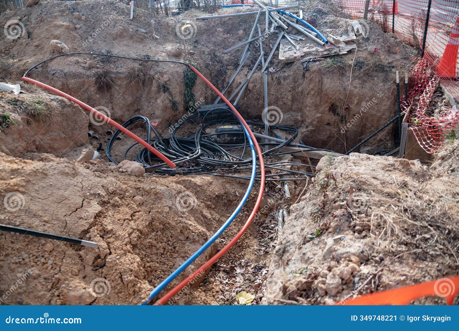 Plastic Insulating Tubes and Damaged Electrical Wires and Cables in a ...